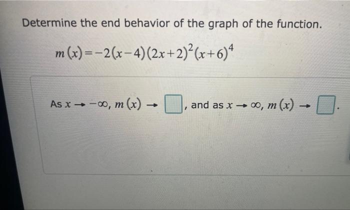 Solved Determine the end behavior of the graph of the | Chegg.com