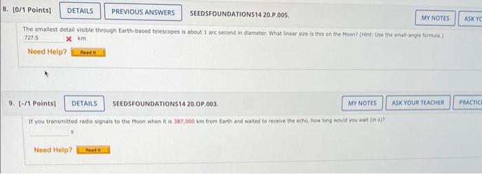 Solved The smallest detail visible through Earth-based | Chegg.com