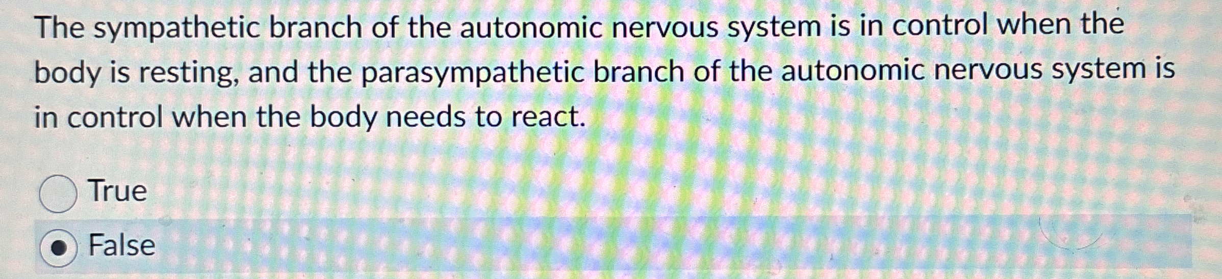Solved The sympathetic branch of the autonomic nervous | Chegg.com
