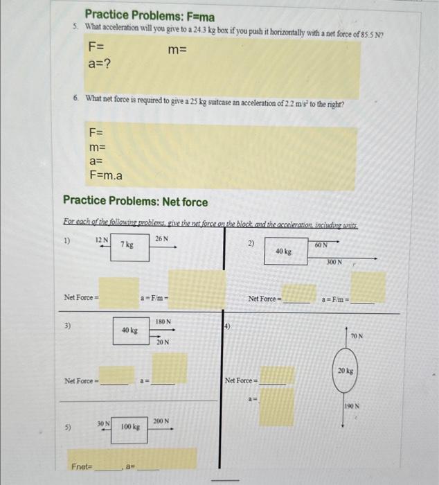 Solved Force: A push or a pull. Unit=Newton (N) Newton's 2nd | Chegg.com