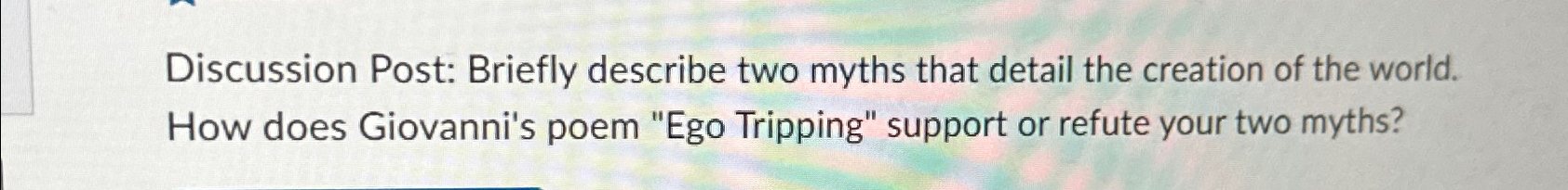 Solved Discussion Post: Briefly describe two myths that | Chegg.com Solved Discussion Post: Briefly describe two myths that | Chegg.com