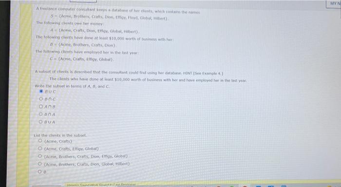 Solved The folowisa clients owe her money: A = (Answa, | Chegg.com
