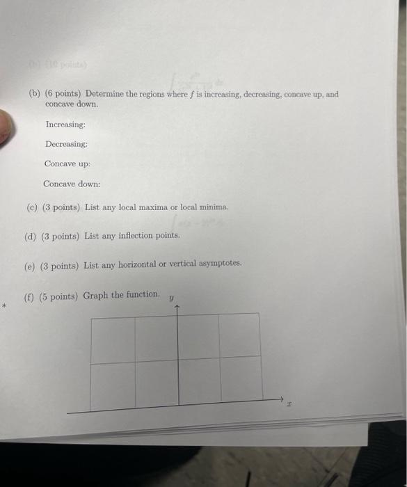 (b) (6 points) Determine the regions where f is | Chegg.com
