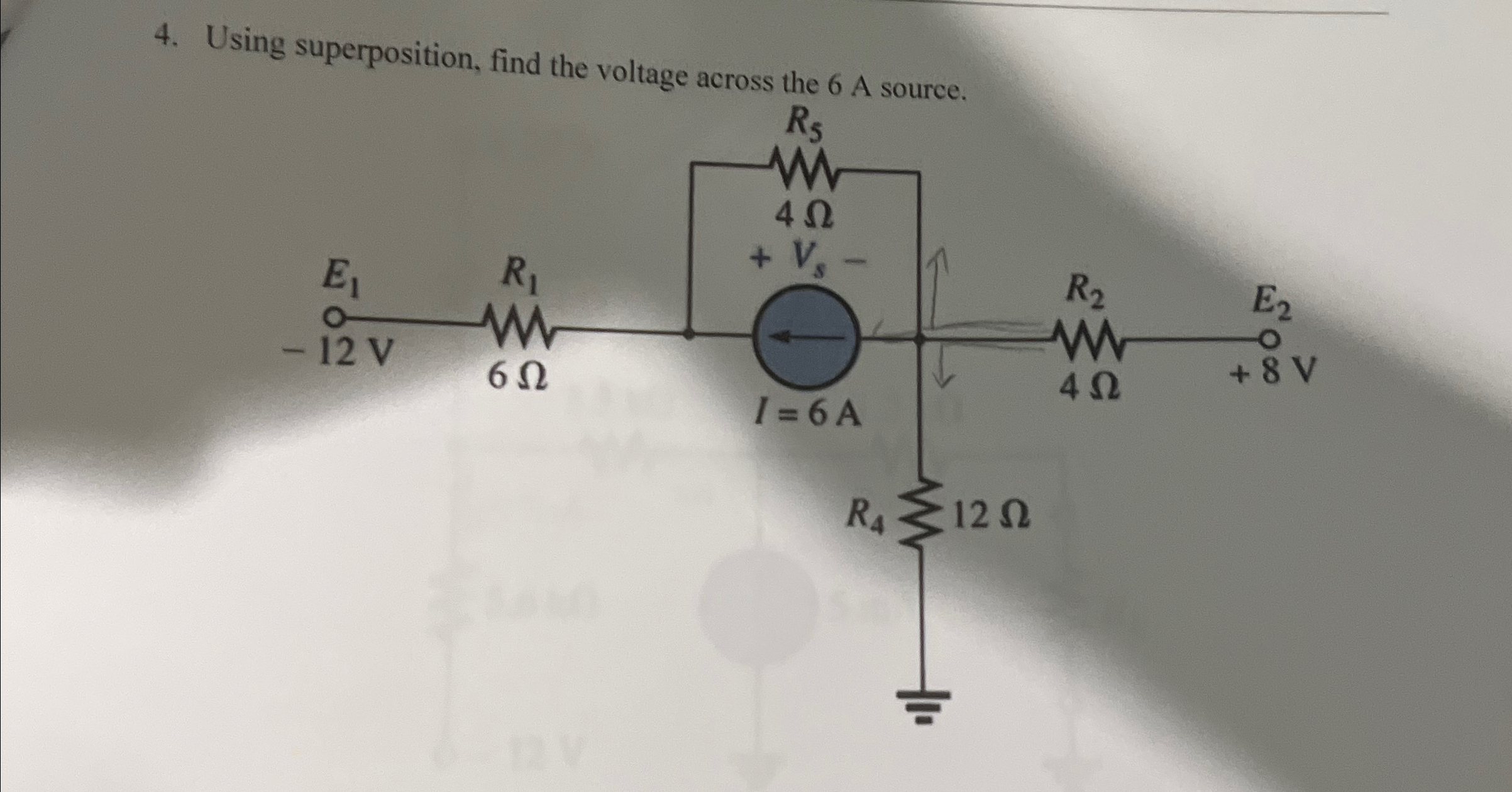 Solved Using superposition, find the voltage across the 6A | Chegg.com