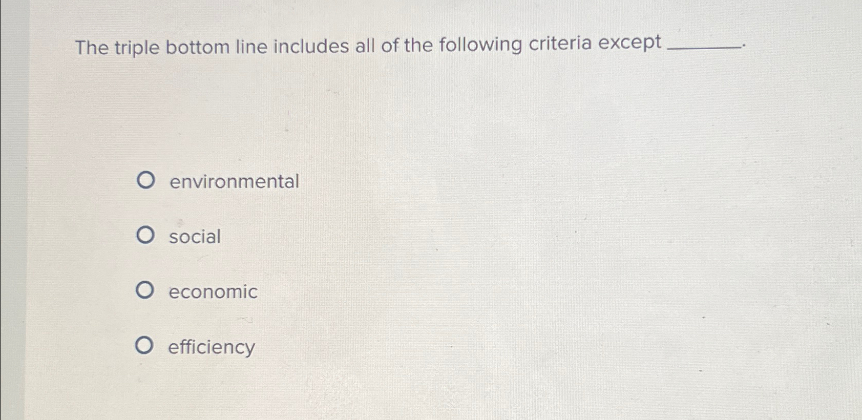 Solved The triple bottom line includes all of the following | Chegg.com