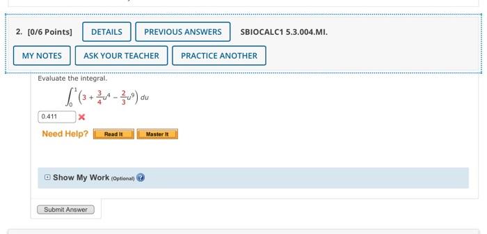 Solved 2. [0/6 Points) DETAILS PREVIOUS ANSWERS SBIOCALC1 | Chegg.com Solved 2. [0/6 Points) DETAILS PREVIOUS ANSWERS SBIOCALC1 | Chegg.com