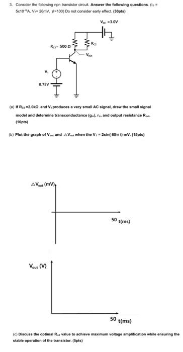 3. Consider the following ron transistor circut. | Chegg.com