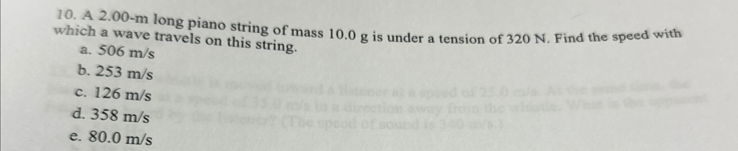 Solved A 2.00-m ﻿long piano string of mass 10.0g ﻿is under a | Chegg.com