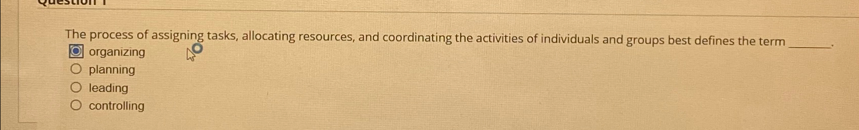 Solved The process of assigning tasks, allocating resources, | Chegg.com