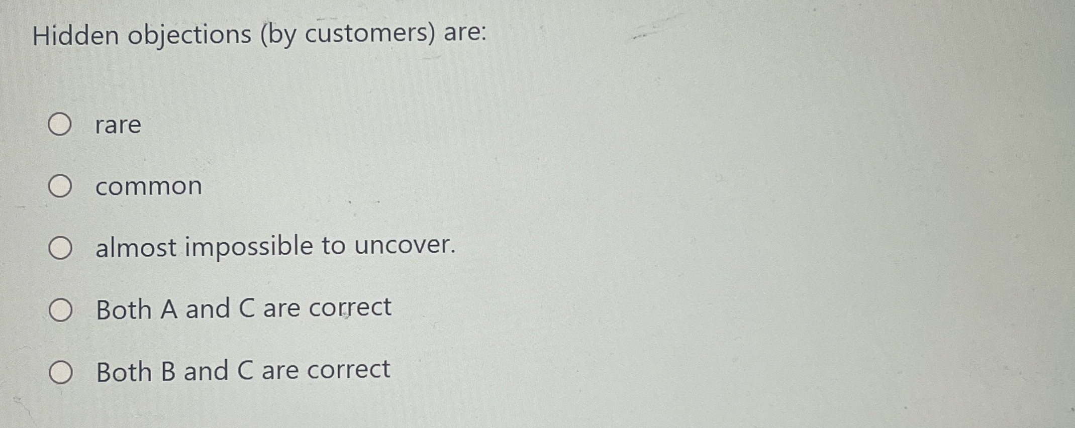 Solved Hidden objections (by customers) | Chegg.com