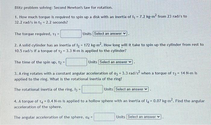 Solved 1. How much torque is required to spin up a disk with | Chegg.com