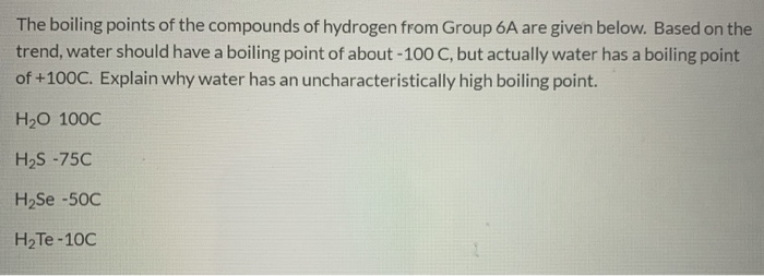 Solved The boiling points of the compounds of hydrogen from | Chegg.com