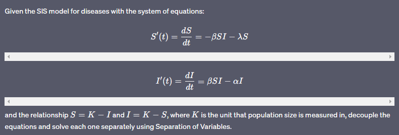 Solved Given the SIS model for diseases with the system of | Chegg.com