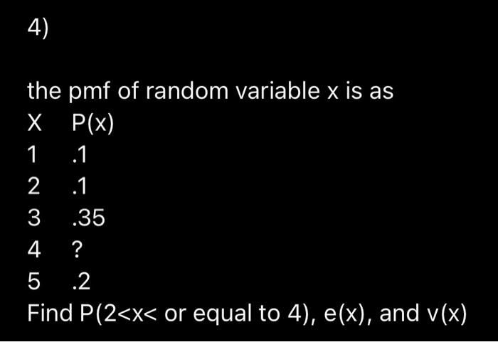 the pmf of random variable x is as | Chegg.com