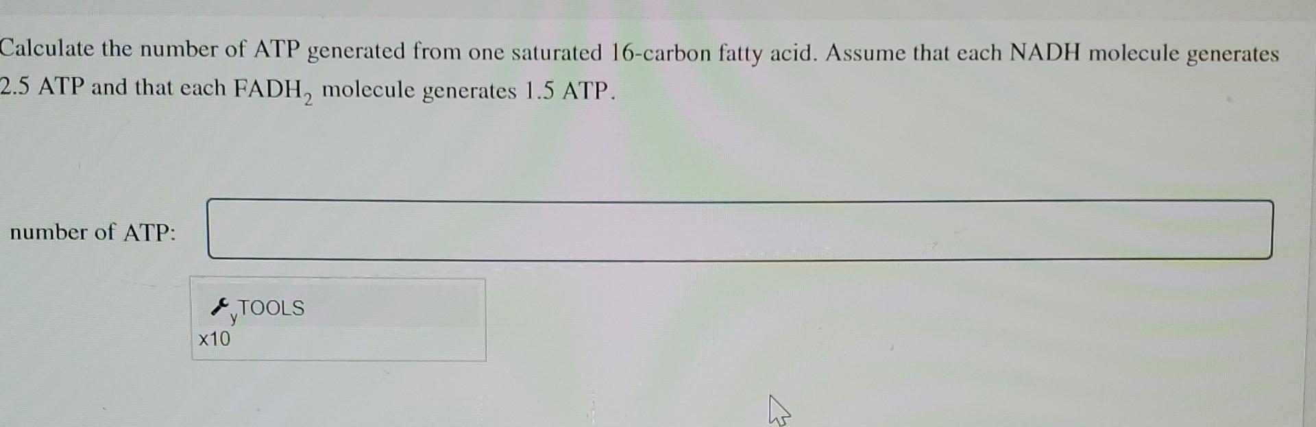 Solved Calculate the number of ATP generated from one | Chegg.com