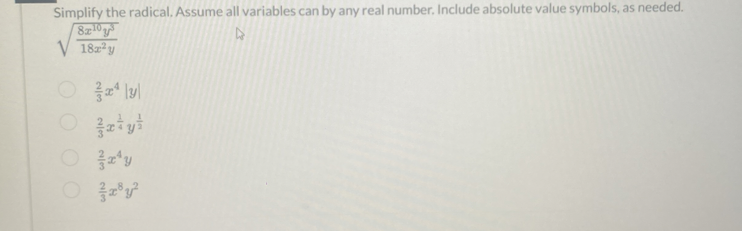 Solved Simplify the radical. Assume all variables can by any | Chegg.com