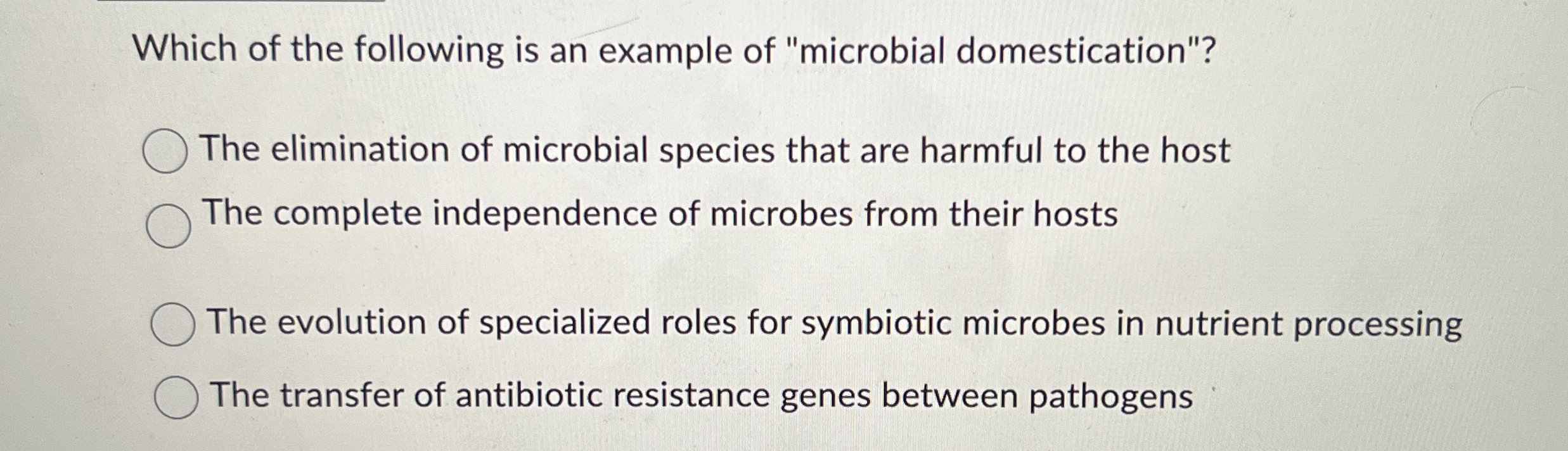 Solved Which of the following is an example of "microbial | Chegg.com