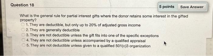 Solved What is the general rule for partial interest gifts | Chegg.com