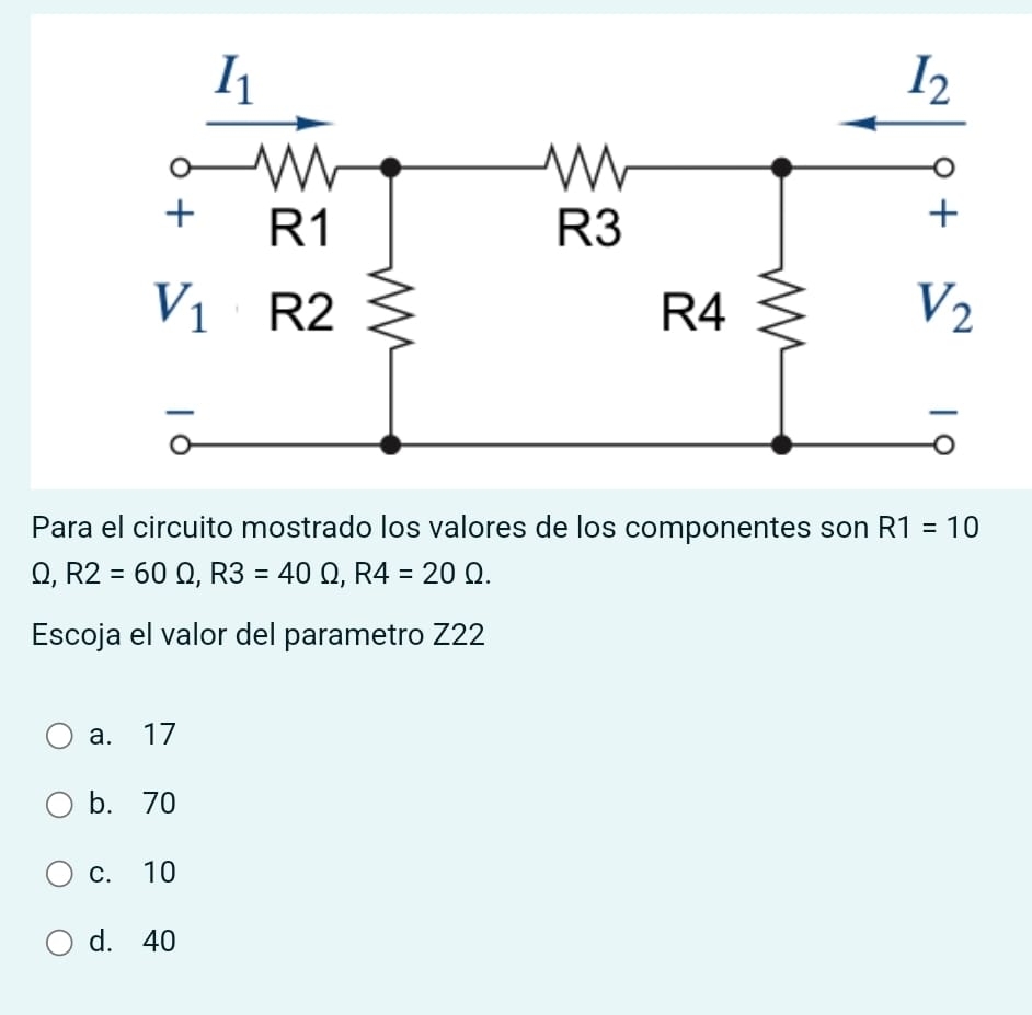 Solved Para el circuito mostrado los valores de los | Chegg.com