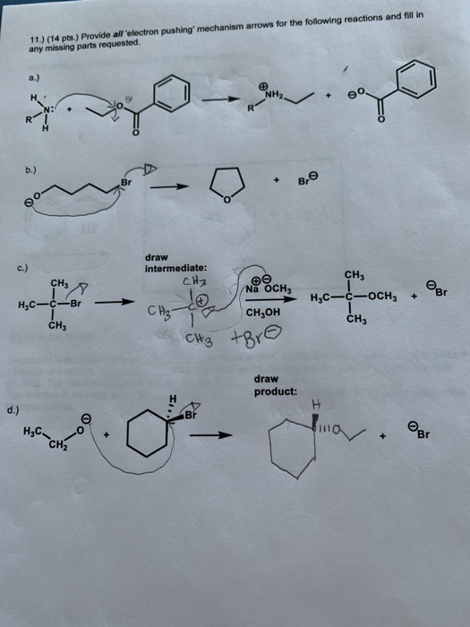 Solved 11.) (14 pts.) Provide all electron pushing' | Chegg.com