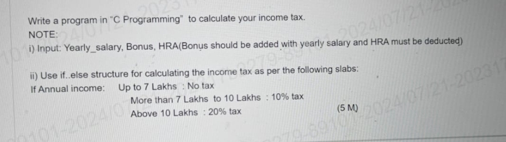 Solved Write a program in "C Programming" to calculate your | Chegg.com