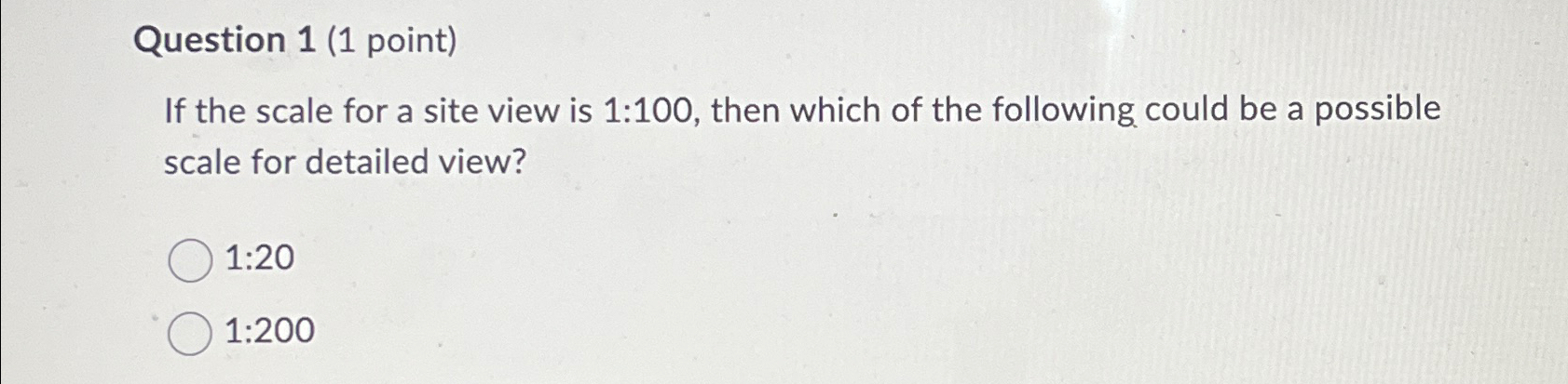 Solved Question 1 (1 ﻿point)If the scale for a site view is | Chegg.com
