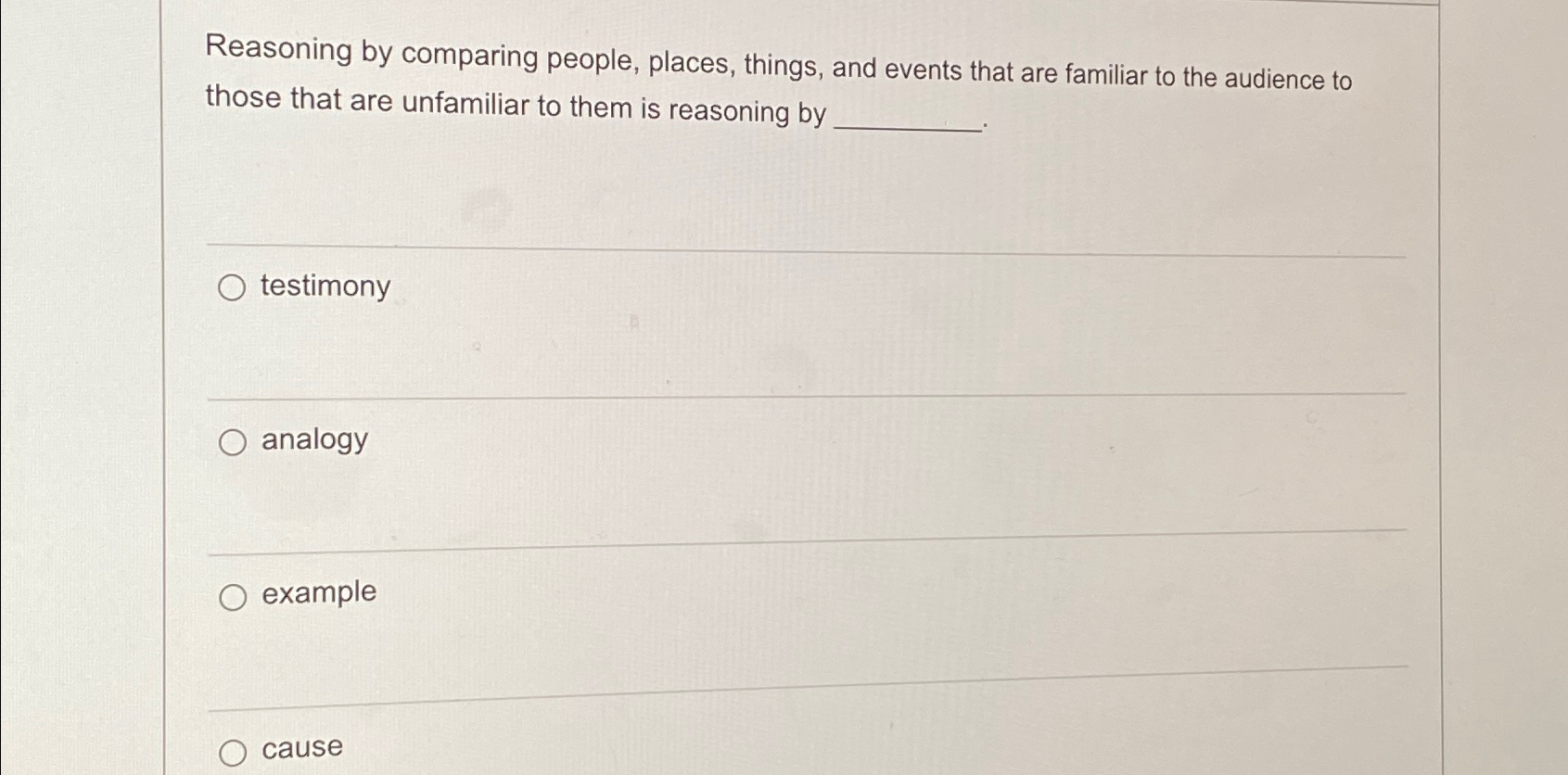 Solved Reasoning by comparing people, places, things, and | Chegg.com