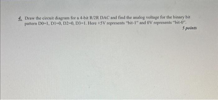 Solved 4. Draw the circuit diagram for a 4-bit R/2R DAC and | Chegg.com