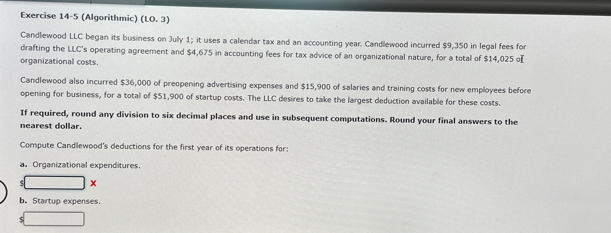 Solved Exercise 14-5 (Algorithmic) (LO. 3)Candlewood LLC | Chegg.com