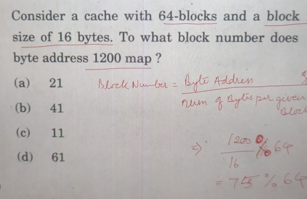 Solved Consider a cache with 64 -blocks and a block size of | Chegg.com