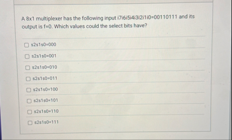 Solved A 8×1 ﻿multiplexer has the following input | Chegg.com