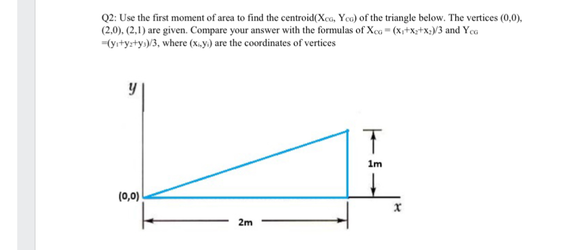 Solved Q2: Use the first moment of area to find the centroid | Chegg.com