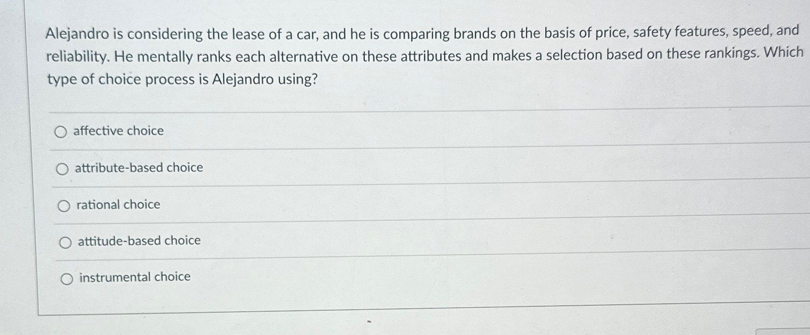 Solved Alejandro is considering the lease of a car, and he | Chegg.com