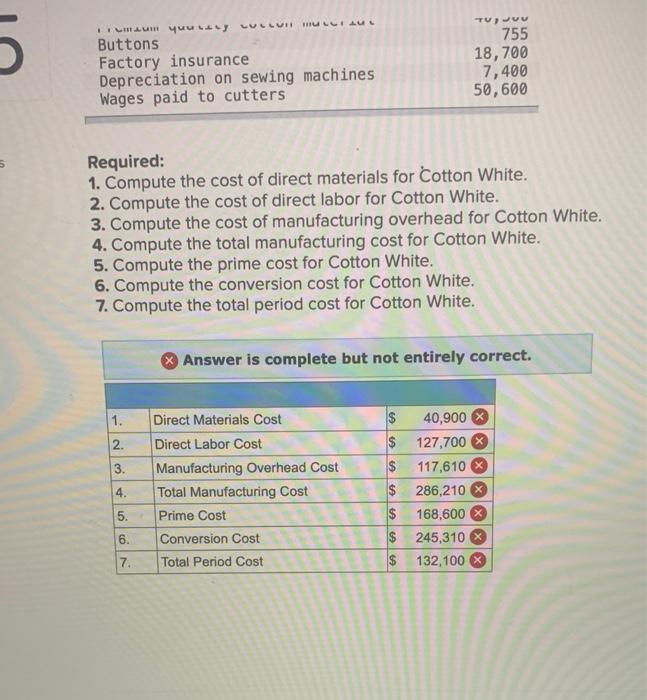 Solved E1-8 (Algo) Calculating Costs [LO 1-4] Cotton White, | Chegg.com