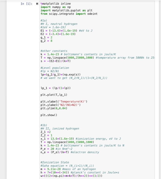Solved i am trying trying to plot the combination of saha | Chegg.com