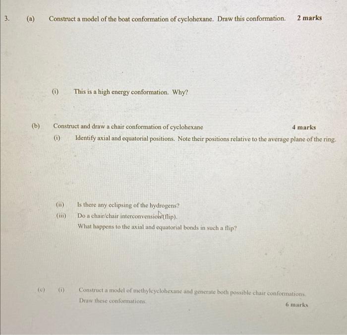 Solved (a) Construct a model of the boat conformation of | Chegg.com