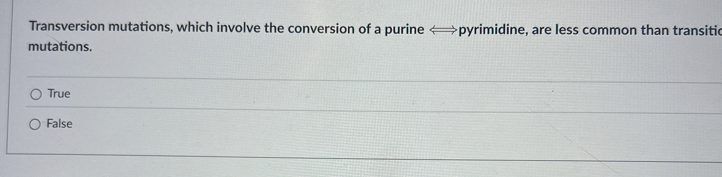 Solved Transversion mutations, which involve the conversion | Chegg.com
