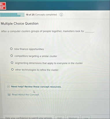 Solved McCraw18 ﻿of 25 ﻿Concepts completed(1)Multiple Choice | Chegg.com