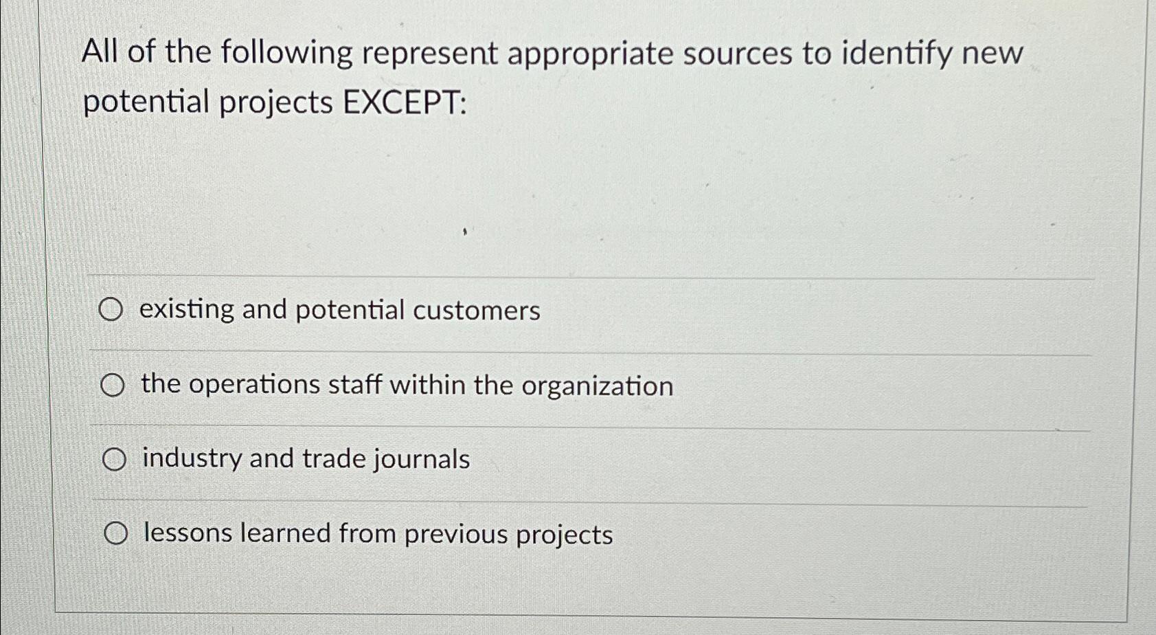 Solved All of the following represent appropriate sources to | Chegg.com