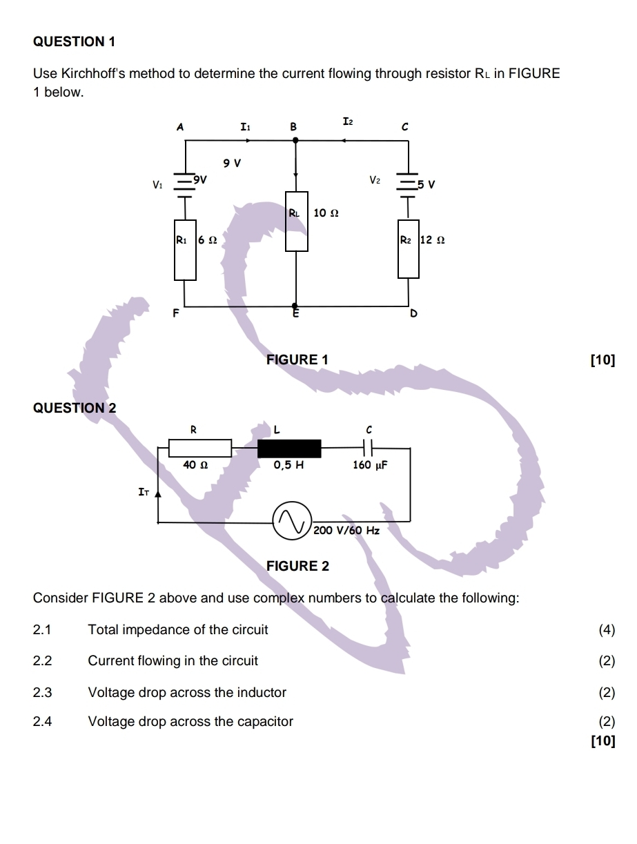 Solved QUESTION 1Use Kirchhoff's method to determine the | Chegg.com