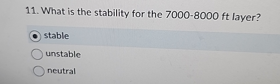Solved What is the stability for the 7000-8000ft | Chegg.com