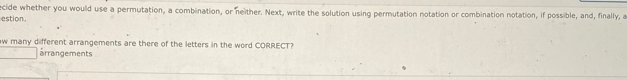 Solved cide whether you would use a permutation, a | Chegg.com