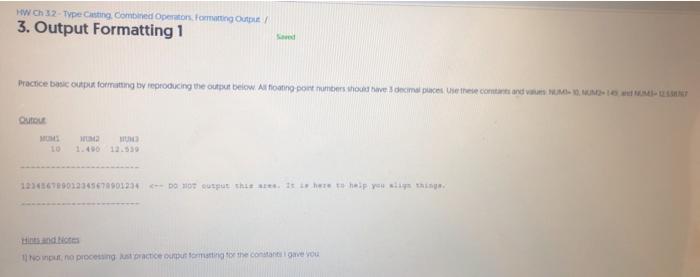 Solved w Ch 32 - Type Casting Combined Operators formatting | Chegg.com