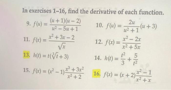 Solved In exercises 1-14, differentiate each function. 1. | Chegg.com
