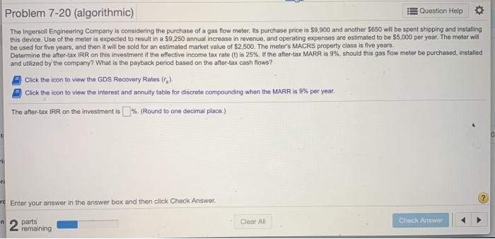 Solved Problem 7-20 (algorithmic) Question Help Tho | Chegg.com