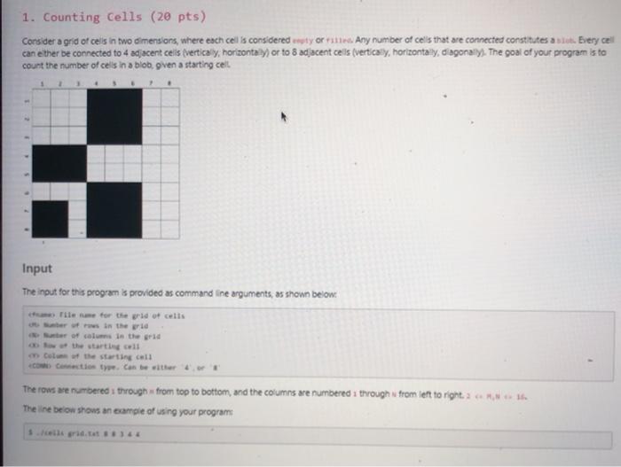Solved 1. Counting Cells (20 pts) Consider a grid of cells | Chegg.com