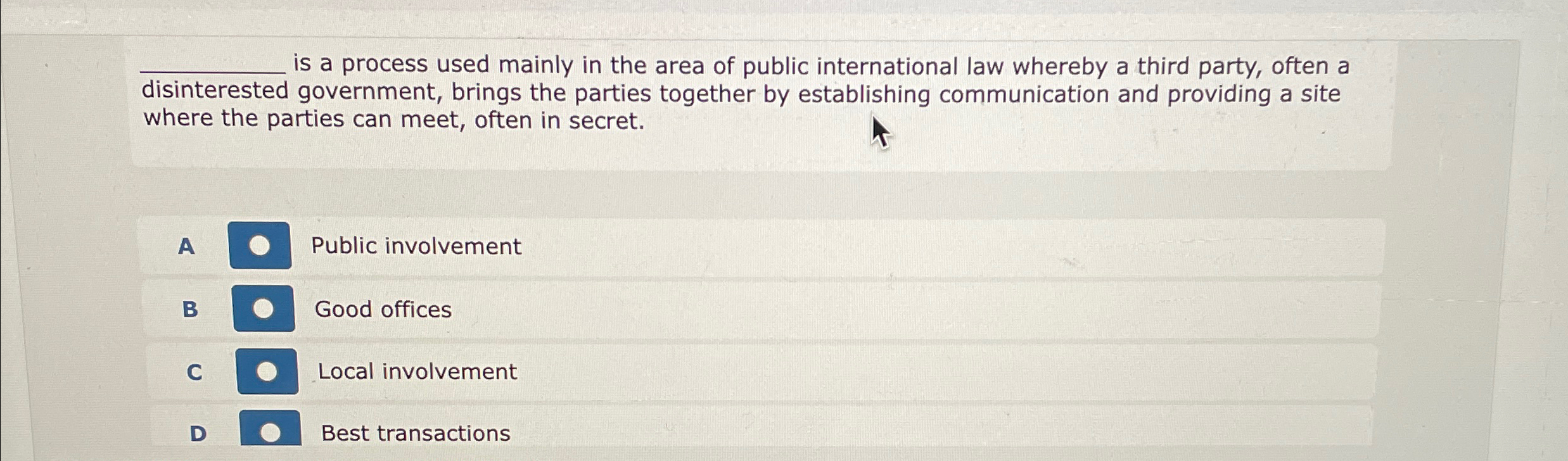 Solved q, ﻿is a process used mainly in the area of public | Chegg.com