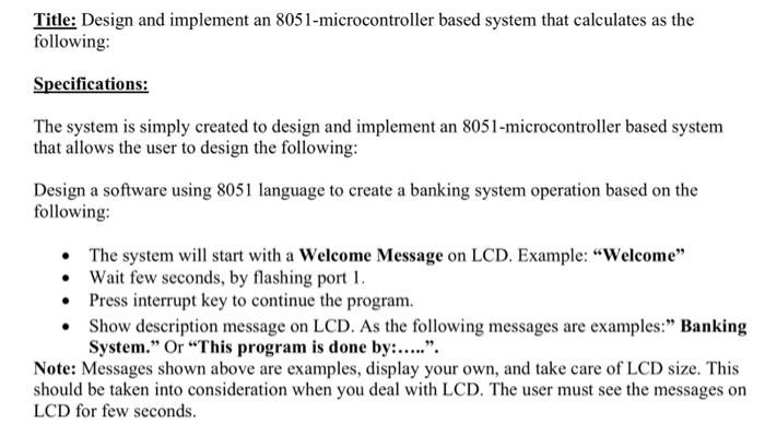 Solved Title: Design and implement an 8051-microcontroller | Chegg.com
