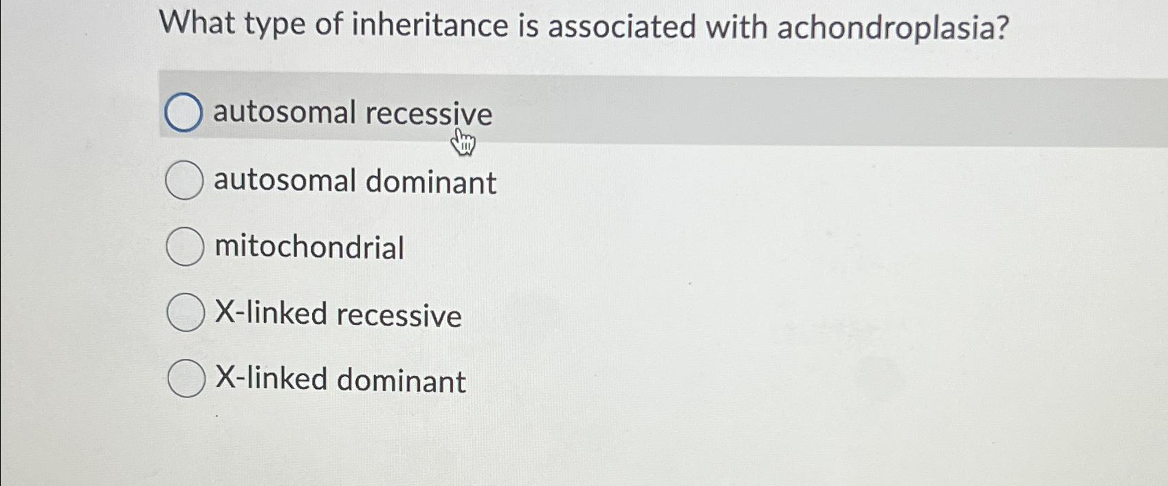 Solved What type of inheritance is associated with | Chegg.com