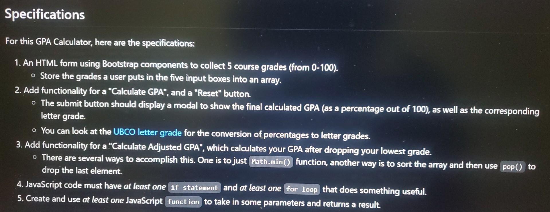 Solved Mainly need to make a GPA calculator using | Chegg.com